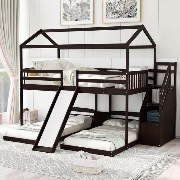 3 bunk bed with slide store