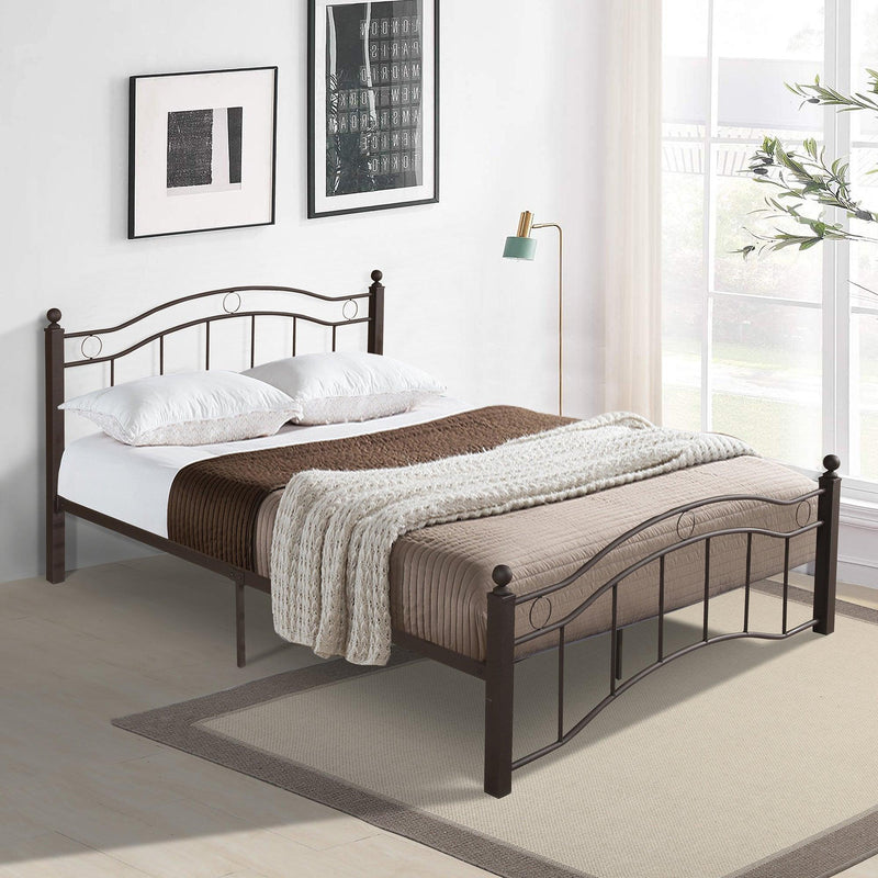 King size metal bed frame with headboard and footboard store